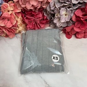 Tops | Grayish Blue High Neck Ribbed Knit Sleeveless Crop Top | Poshmark